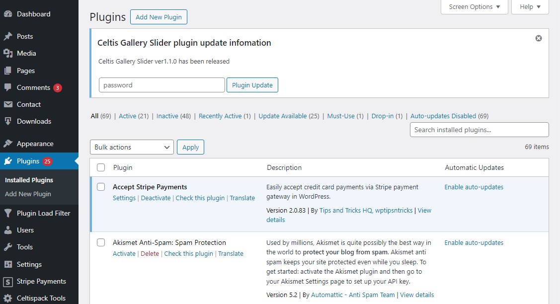 WordPress Plugin : Theme & Plugin Info updater – セルティスラボ