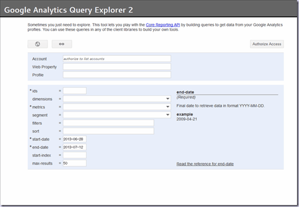 Google Analytics Query Explorer 2 – セルティスラボ